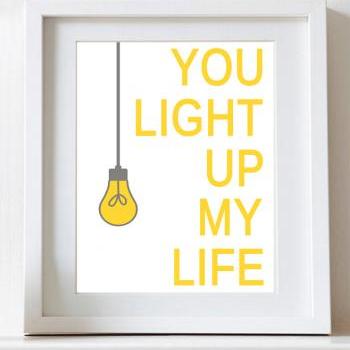 Nursery Art, You Light Up My Life, Typography Art, Childrens Art on Luulla